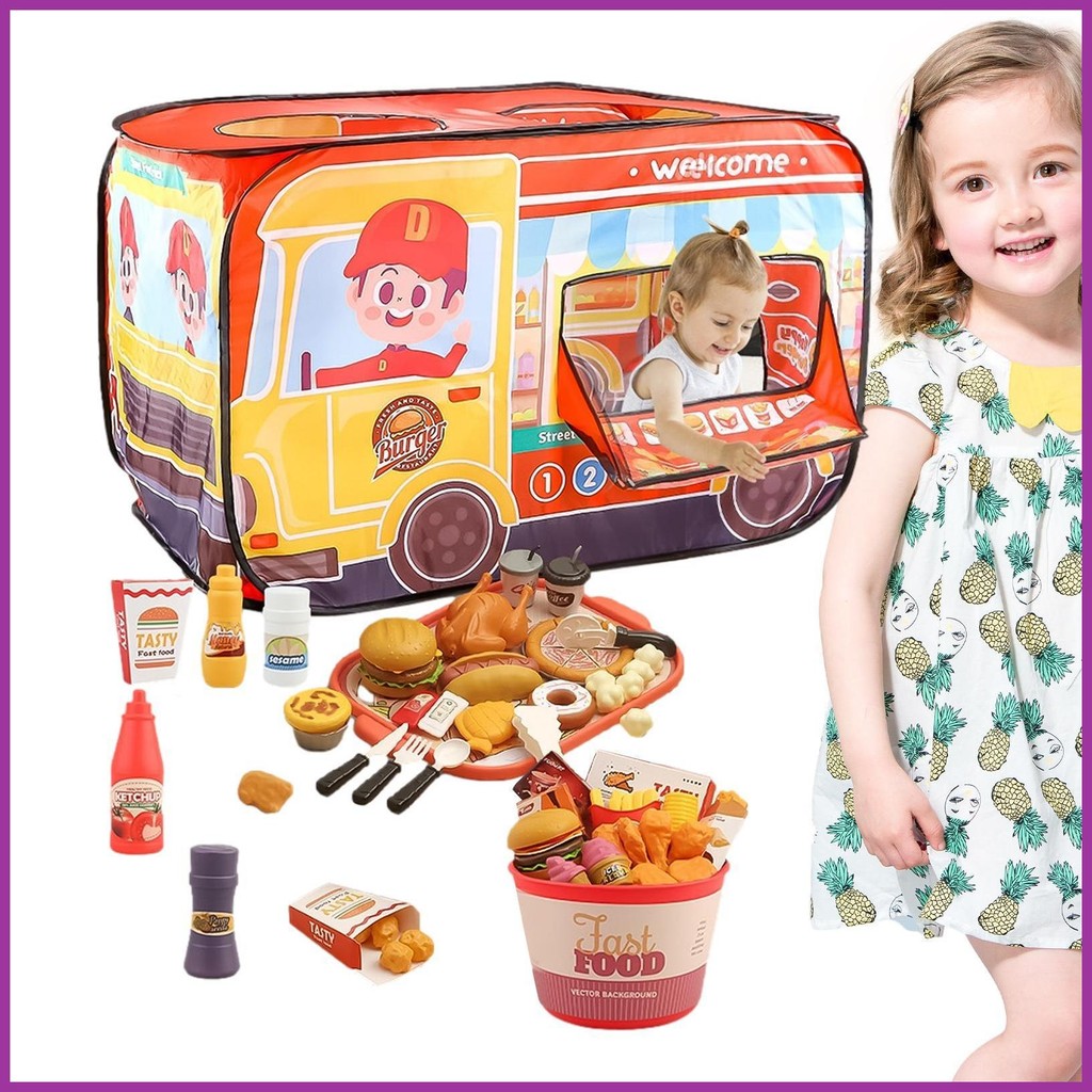 Play Food Set for Kids Fast Food Burger Fries Deluxe Dinner Set ...