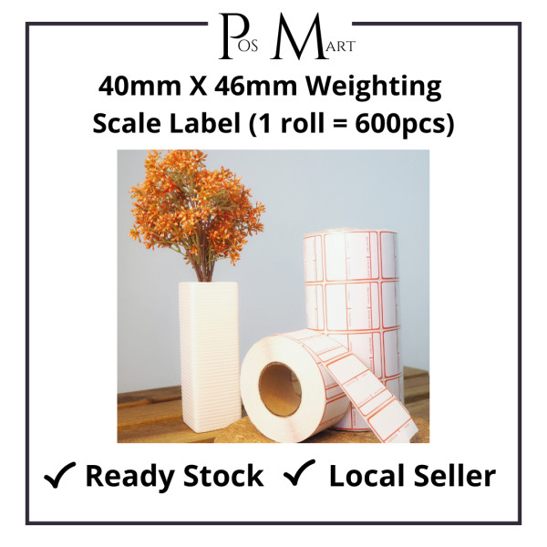 3 rolls Weighing Scale Label 40mm x 46mm (1 roll = 600pcs) | Shopee ...