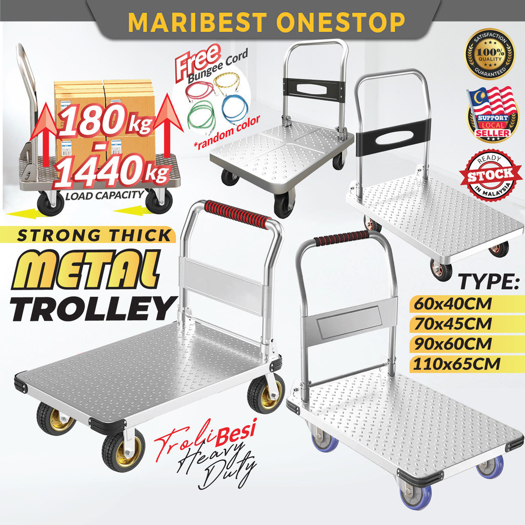 Folding Trolly Strong Thick Metal Trolley Foldable Heavy Duty Solid ...