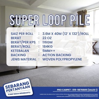 [READY STOCK] Jawa Loop Pile Karpet pejabat/rumah/bilik murah dan bajet ...