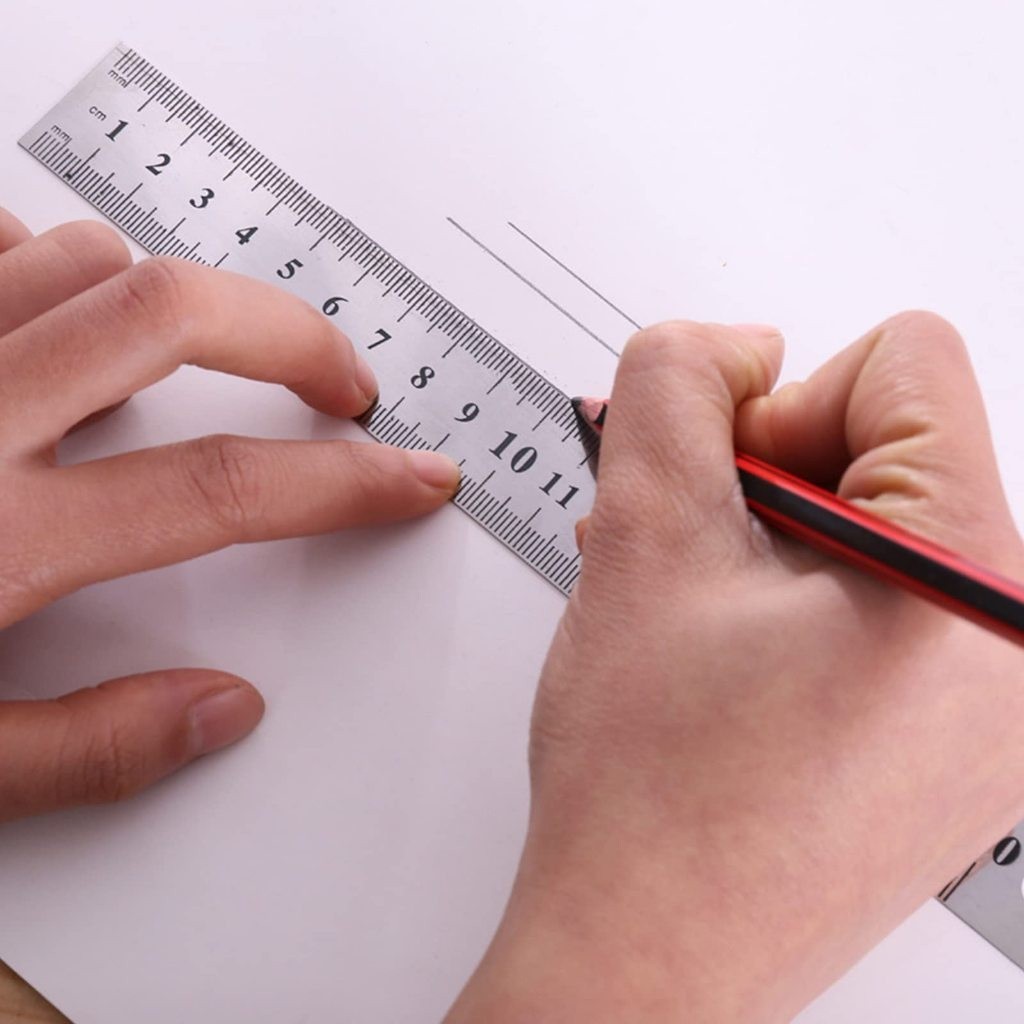 Easy Home Metal Ruler Metric Rule Precision Double Sided Measuring Tool ...