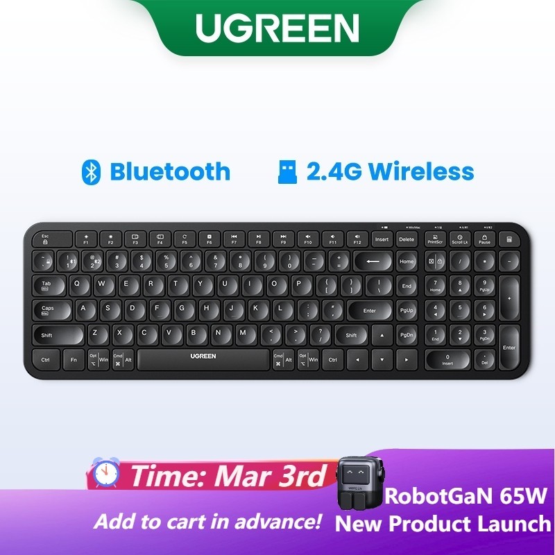 UGREEN Keyboard Wireless Bluetooth & 2.4GHz English Keycaps for Laptop ...
