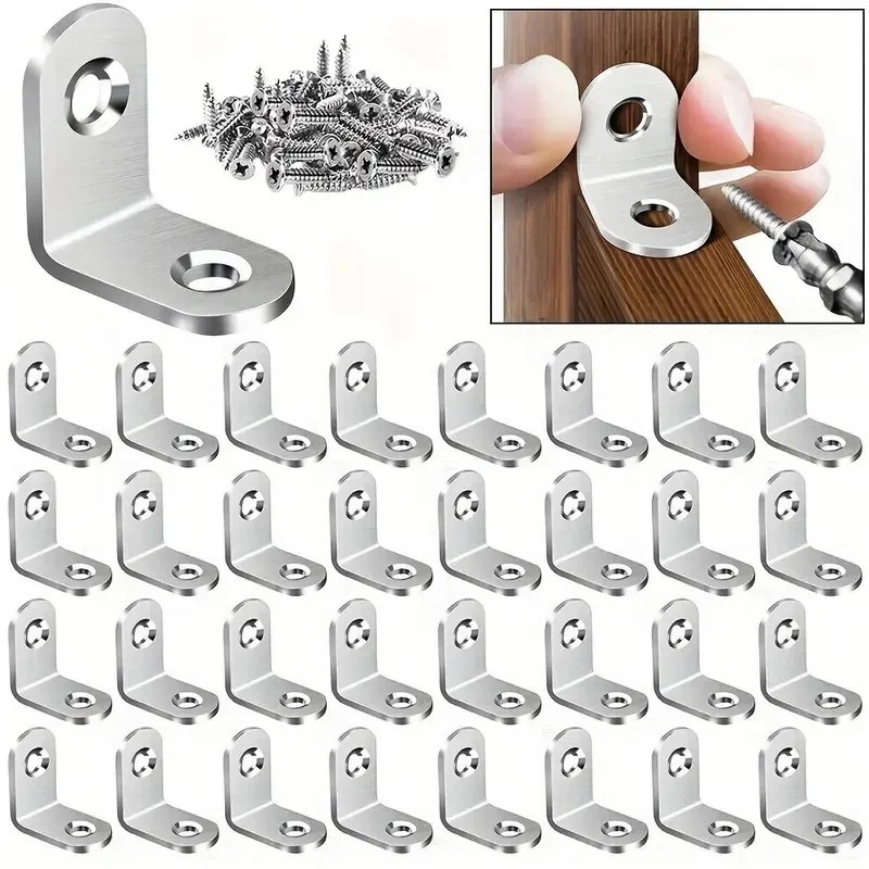 5Pcs Right Angle Bracket Corner Brace/Stainless Steel L Shape Furniture ...