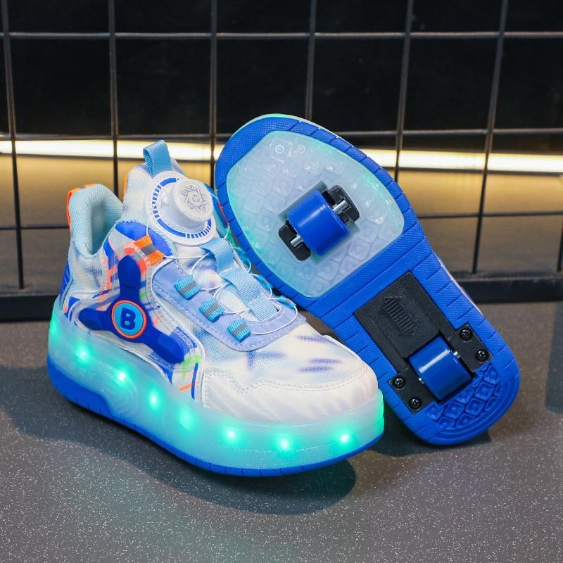 Kids Shoes with Rotating Buttons and Bright Lights Walking Shoes Kids ...