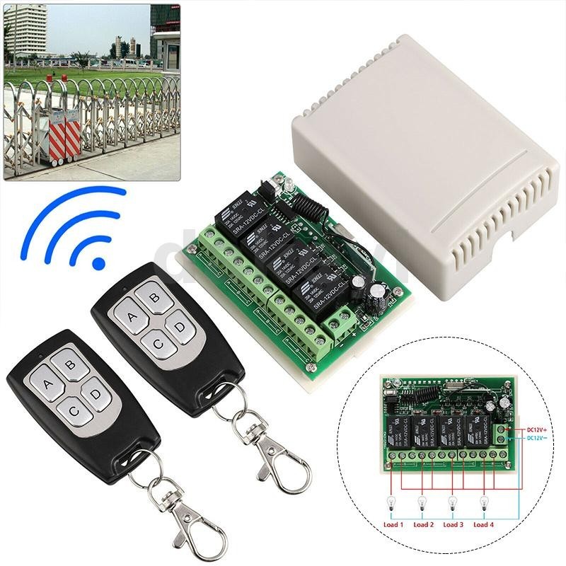 dakeyi DC 12V 4 Channel 4CH Wireless RF Remote Control Switch 2 ...