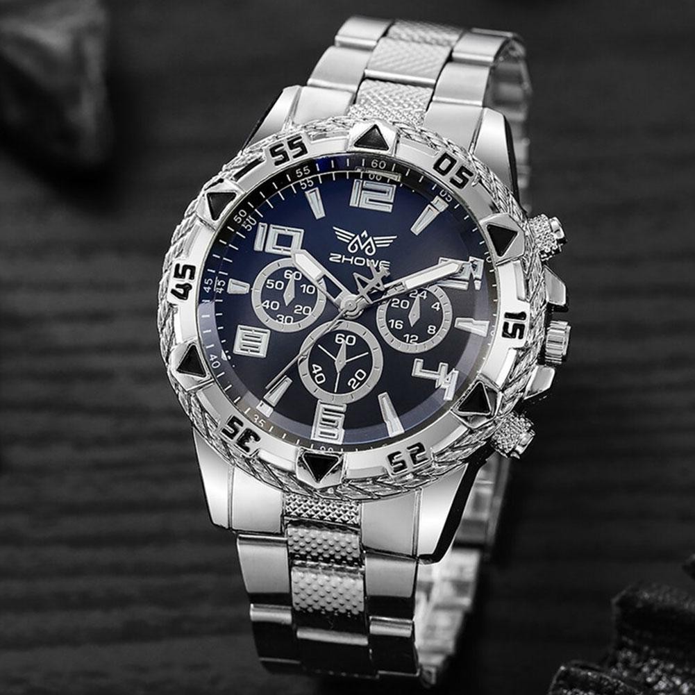 Three-Dial Stainless Steel Watch For Men Versatile Style Fashion Sports ...