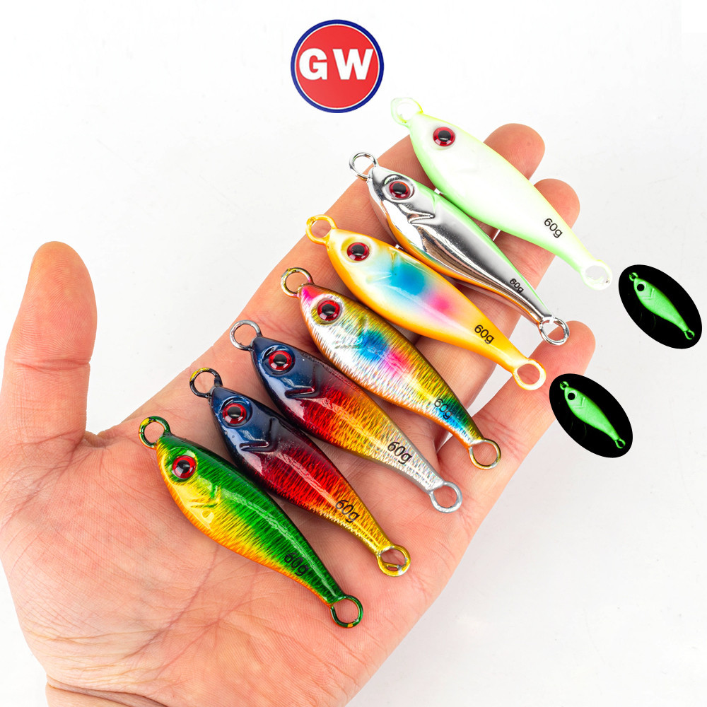 Slow Jigging Fishing Lures Glow Casting Lure 7g/10g/15g/20g/30g/40g/60g Luminous Fishing Jig 3D ...