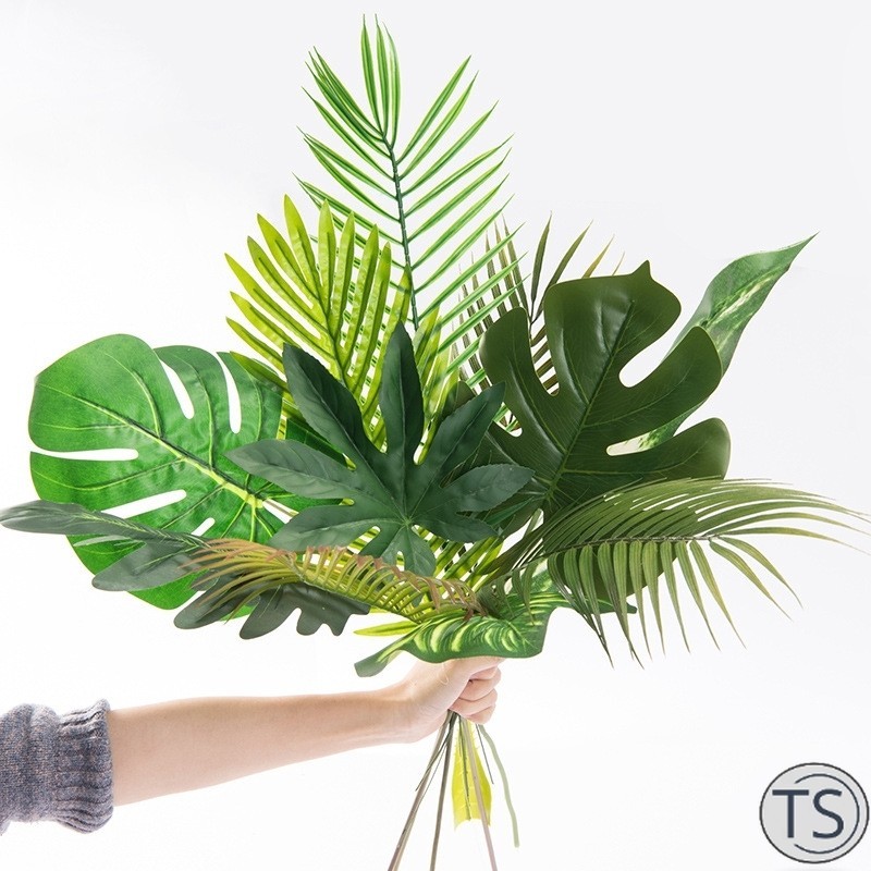TS Monstera Artificial Plant Plastic Tropical Palm Tree Leaf Home ...