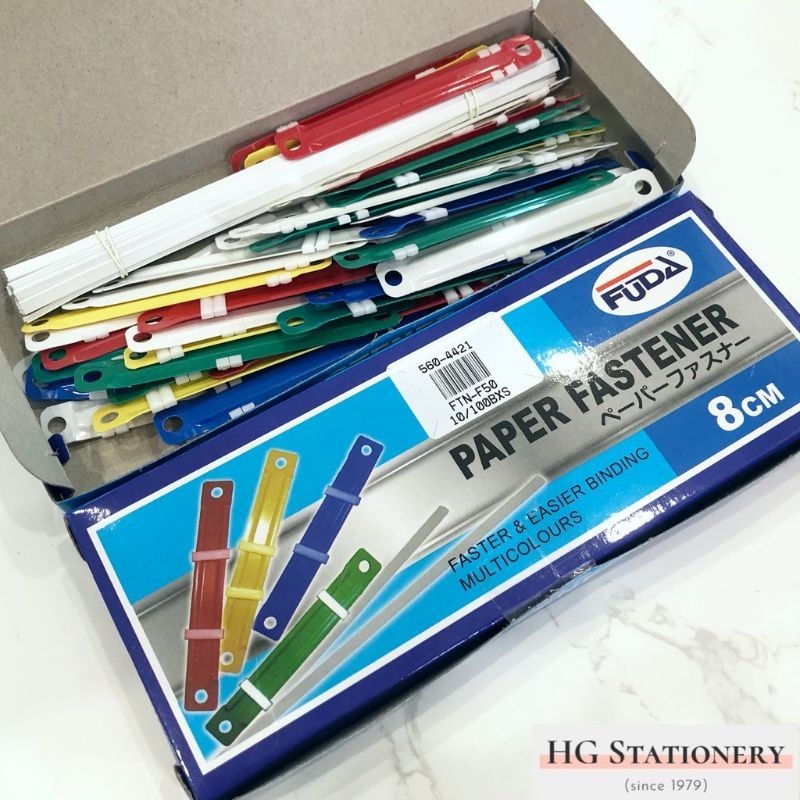 50 Set Fuda Plastic Multicolours Paper Fastener 8cm 2 Hole Binding Clip ...