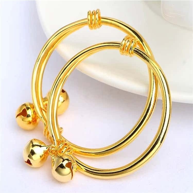 Adjusted 24K Golden Plated Kids Bangle Babies Silver Bells Bangle ...