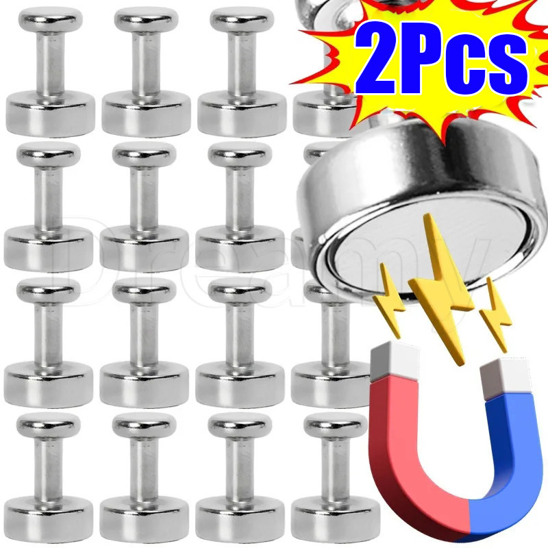 2Pcs Magnetic Pushpin Hook - For Refrigerator Whiteboard Hanger ...
