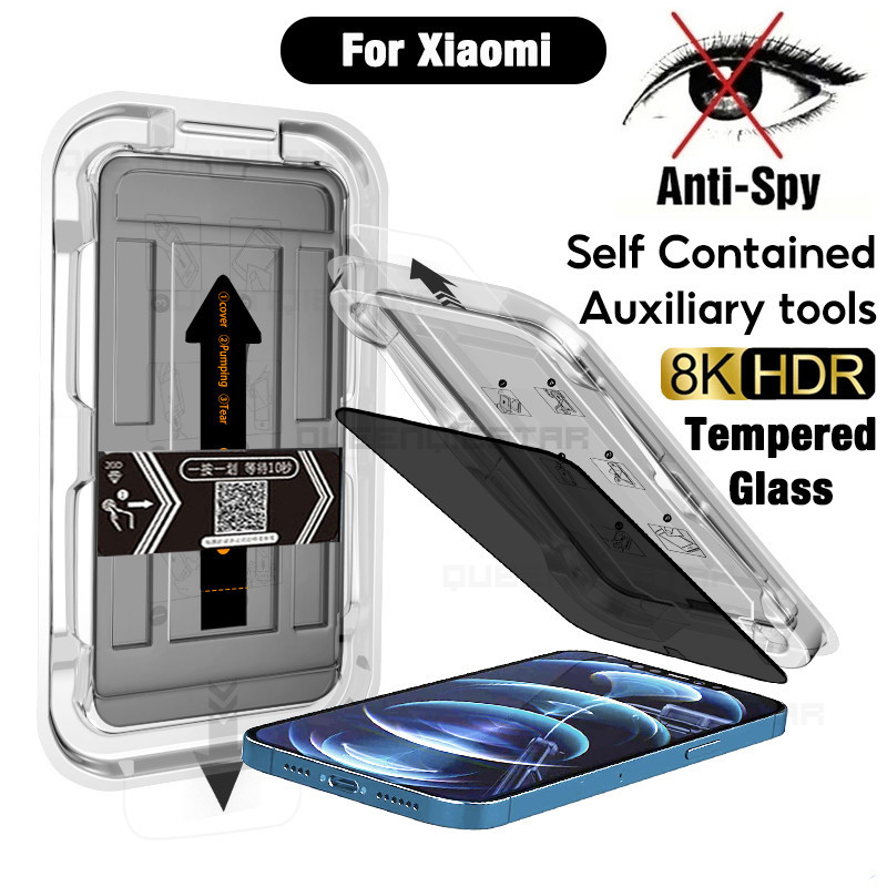 Easy install Anti Spy Tempered Glass For Xiaomi Mi 14 15 14T 10T 12T ...