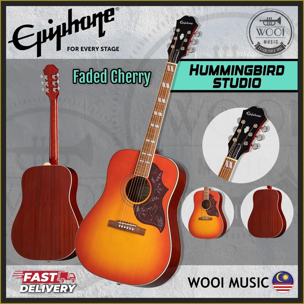 Epiphone Hummingbird Studio Solid Top Acoustic Electric Guitar 41 ...
