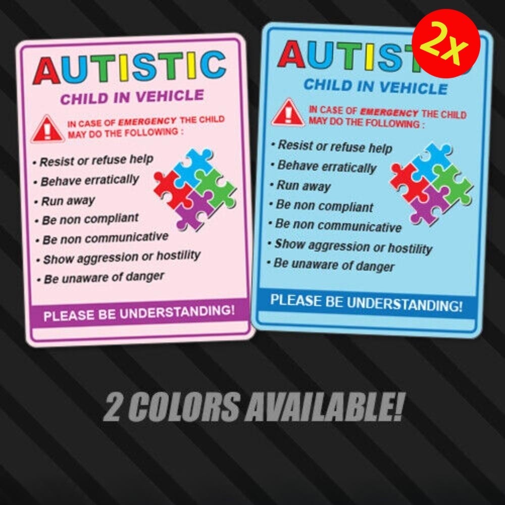 Autistic child in vehicle sticker decal autism awareness car truck ...