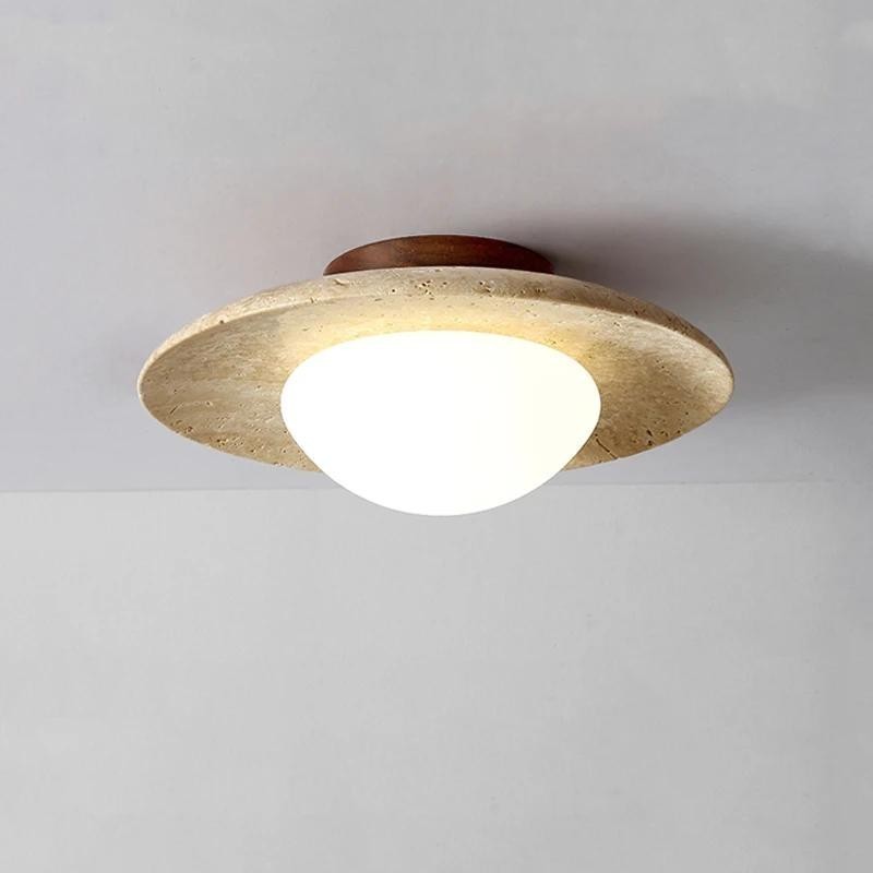 Japan Wabi Sabi Yellow Travertine Ceiling Lamp Natural Stone Light ...
