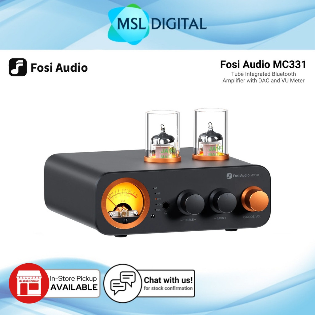 Fosi Audio MC331 Tube Integrated Bluetooth Amplifier with DAC and VU ...