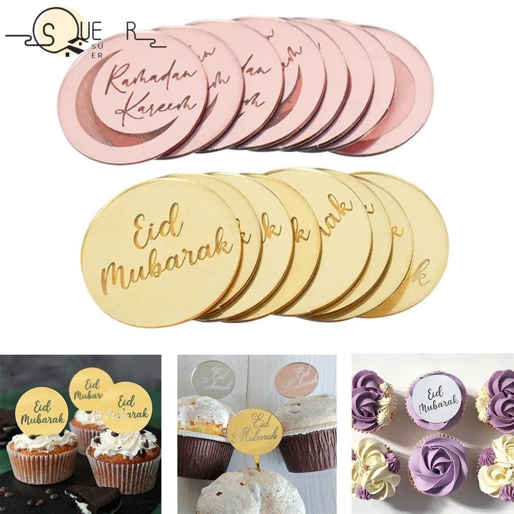 SUEREN 10pcs Cake Topper, Eid Mubarak Ramadan Kareem Cupcake Toppers ...