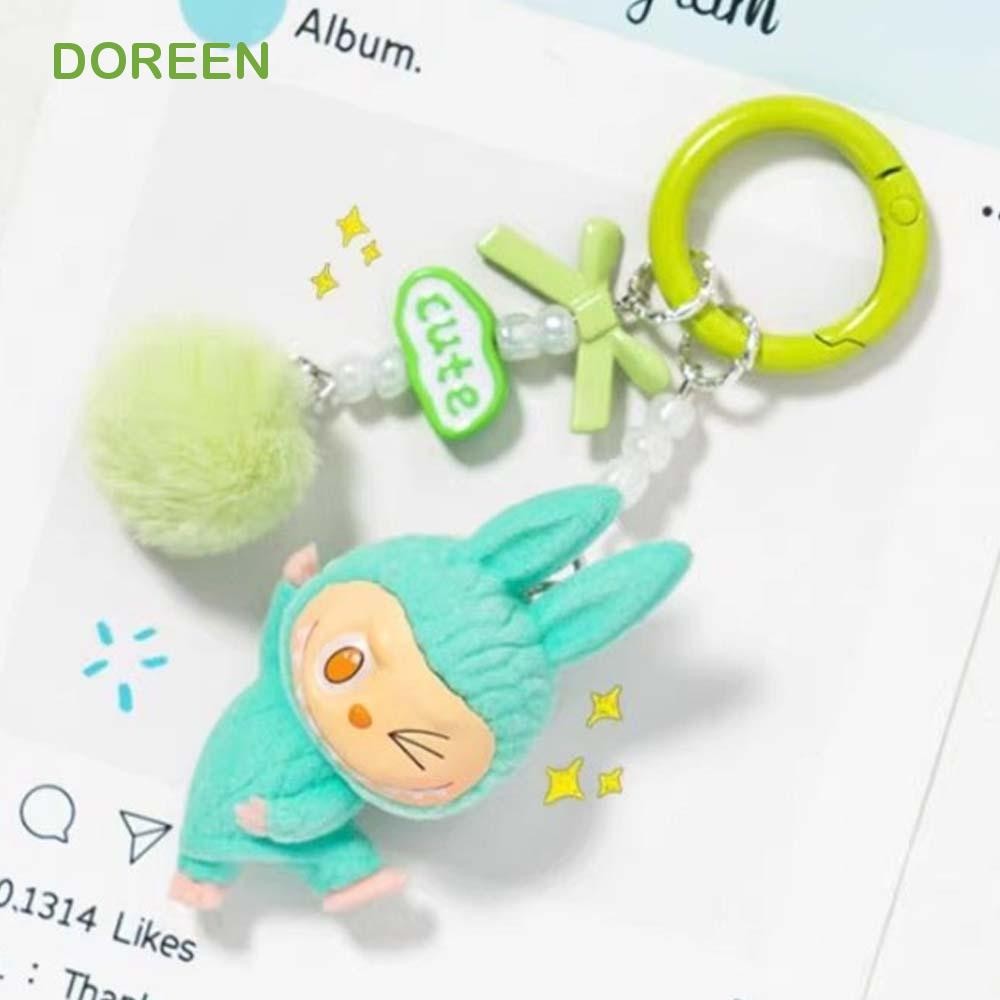 DOREEN Lazy Yoga Labubu Doll, Silica Gel Pendant Flocking Labubu Key ...