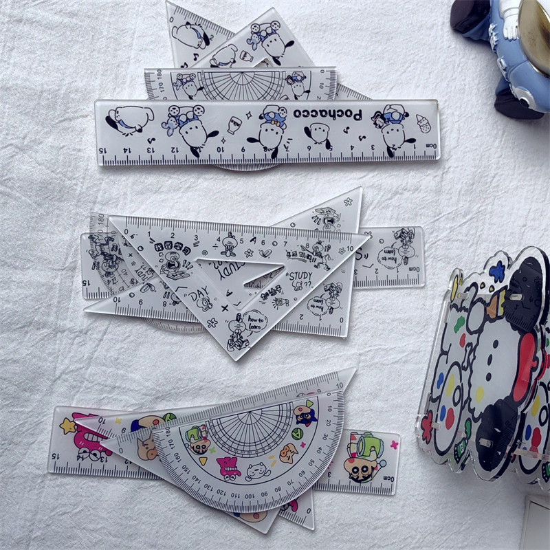 4Pcs Cartoon Sanrio Transparent Ruler Set Cute Kuromi My Melody ...