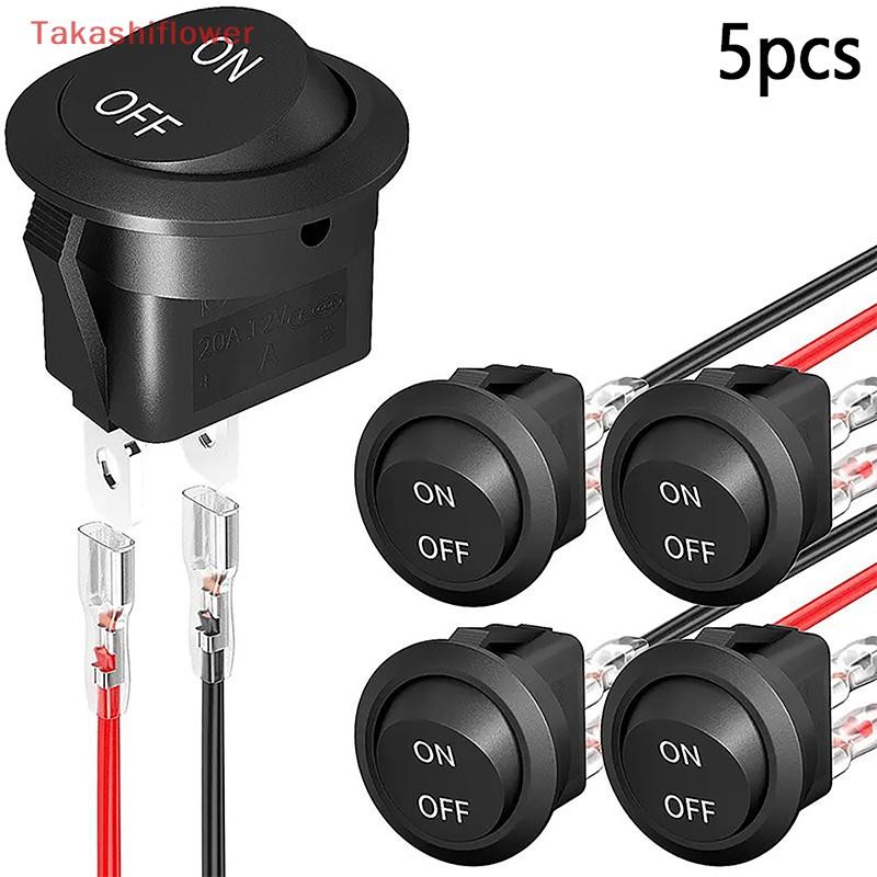 (Takashiflower) 5Pcs Round Rocker Switch ON Off SPST Mini Toggle Switch ...