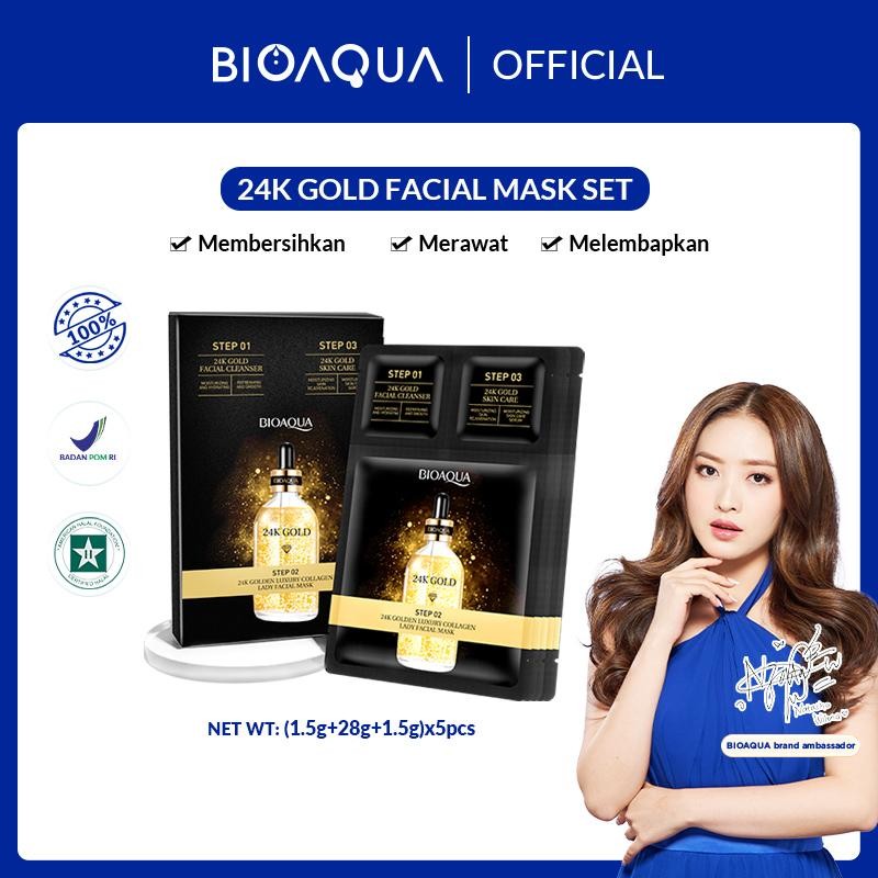 Bioaqua 24K GOLD FACIAL MASK SET | Shopee Malaysia