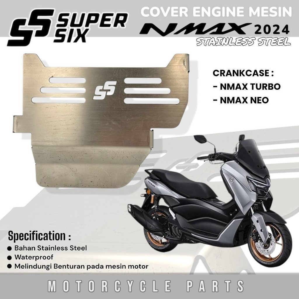 MESIN New NMAX ENGINE Cover, Stainless Steel material, protects ENGINE NMAX Turbo and Neo ...
