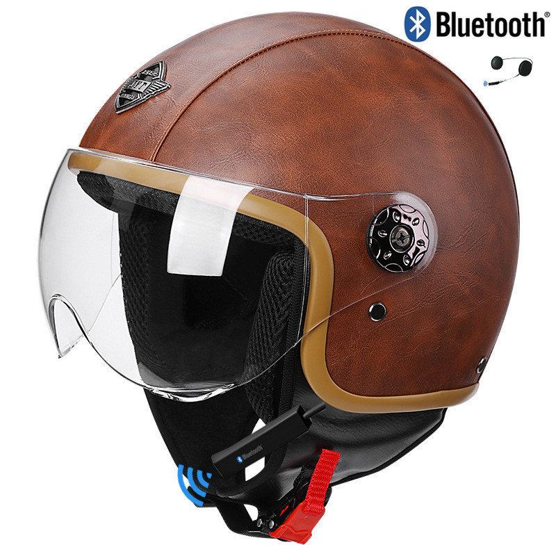 New Retro Motorcycle Helmet Electric Vehicle Helmet Men Women Four ...