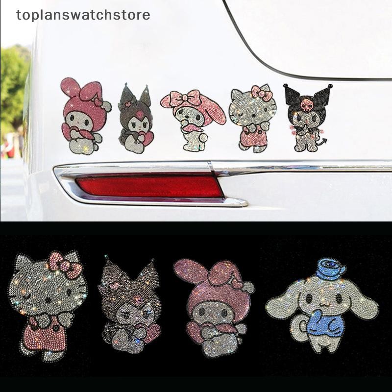 toplan Kawaii Crystal Hello Kitty Car Gas Tank Sticker Anime Sanrio ...
