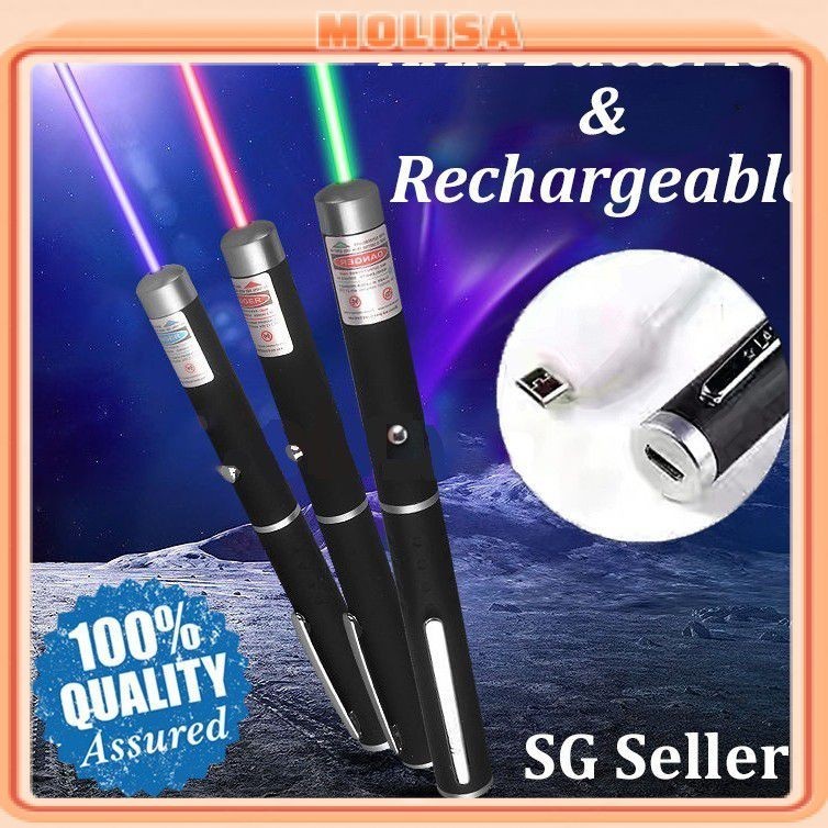 Laser Pointer Pen Usb Rechargeable Aaa High Power Powerful Green Red ...