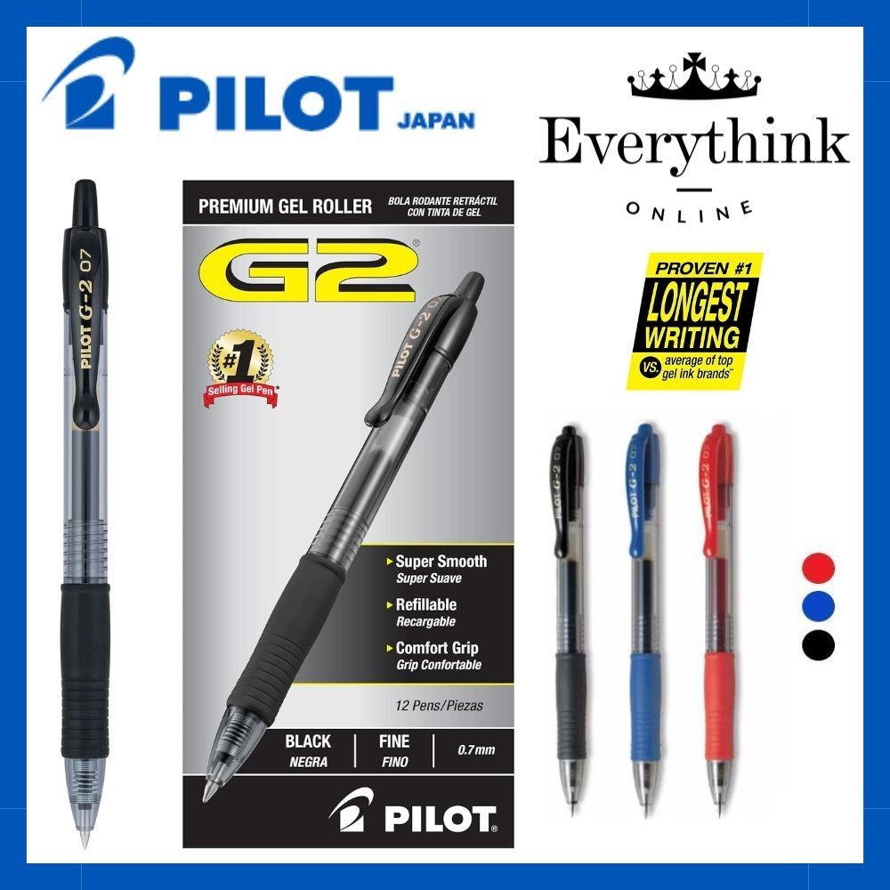 [12PIECES/BOX] PILOT BALL POINT PEN G2 0.7MM PREMIUM GEL INK ...