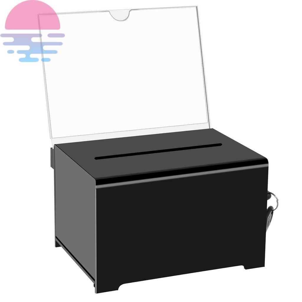 Acrylic Donation Box with Lock Clear Ballot Box with Removable Sign ...