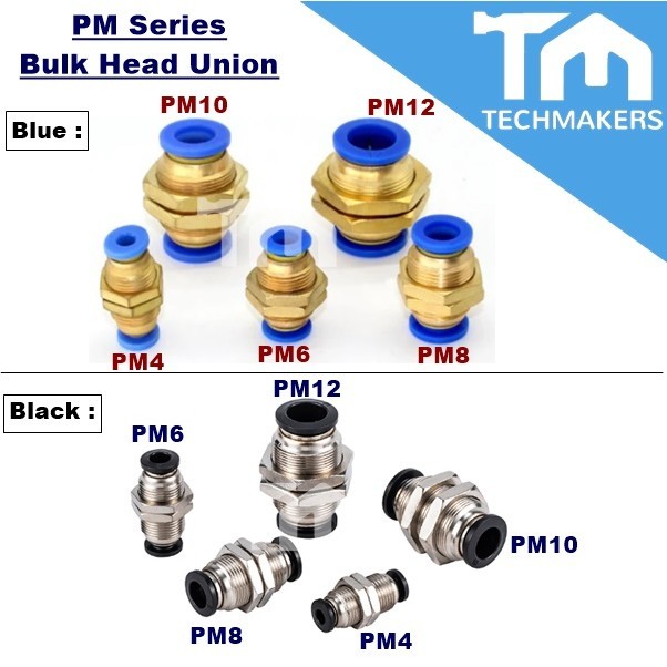 PM Series Bulk Head Union PM4 PM6 PM8 PM10 PM12 4MM 6MM 8MM 10MM 12MM ...
