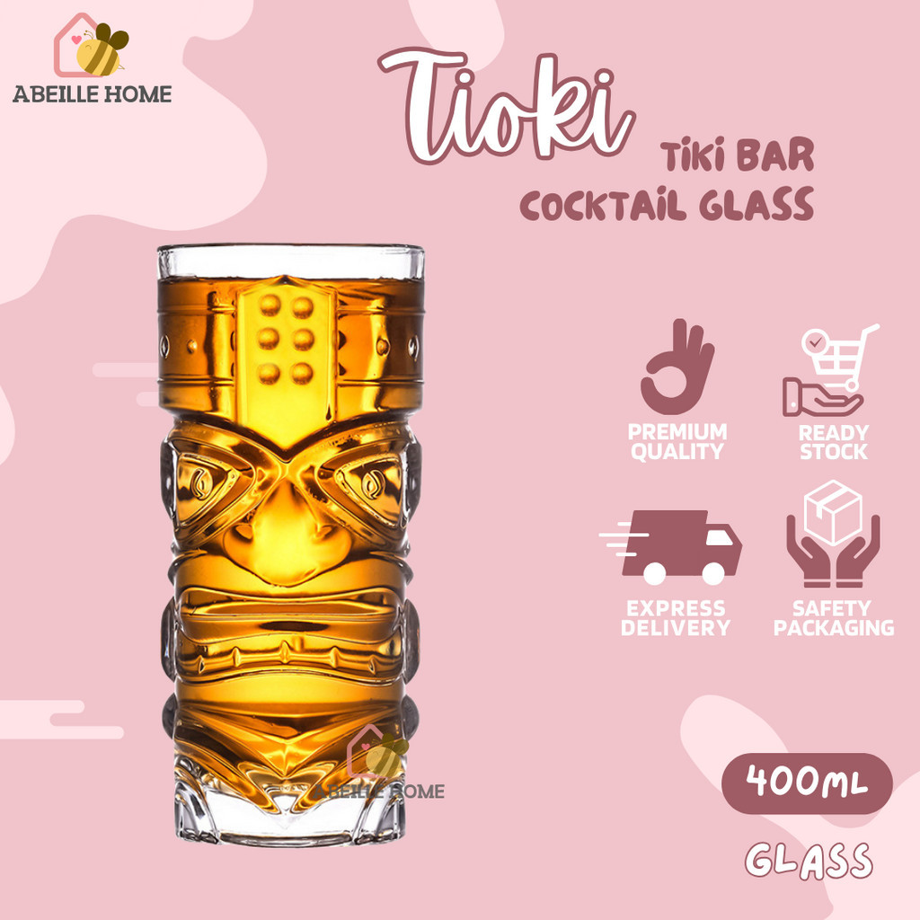 Unique Glass Drink Glass Totem Face TIOKI Tiki Bar Glass - 400ml | Shopee Malaysia