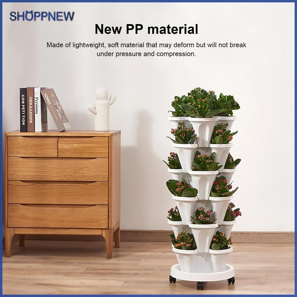 ♥Shoppnew♣ 1-10pcs Three-Petal Pot Decor Plastic Stackable Vertical ...