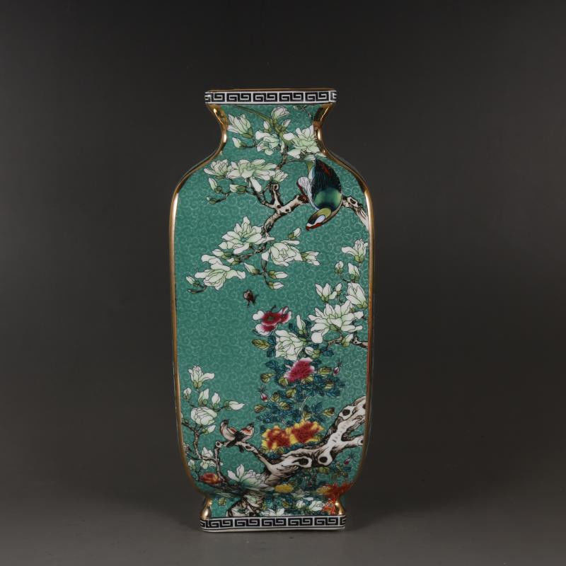 Qingqianlong Enamel Color Light Blue Square Bottle Chinese Classical ...