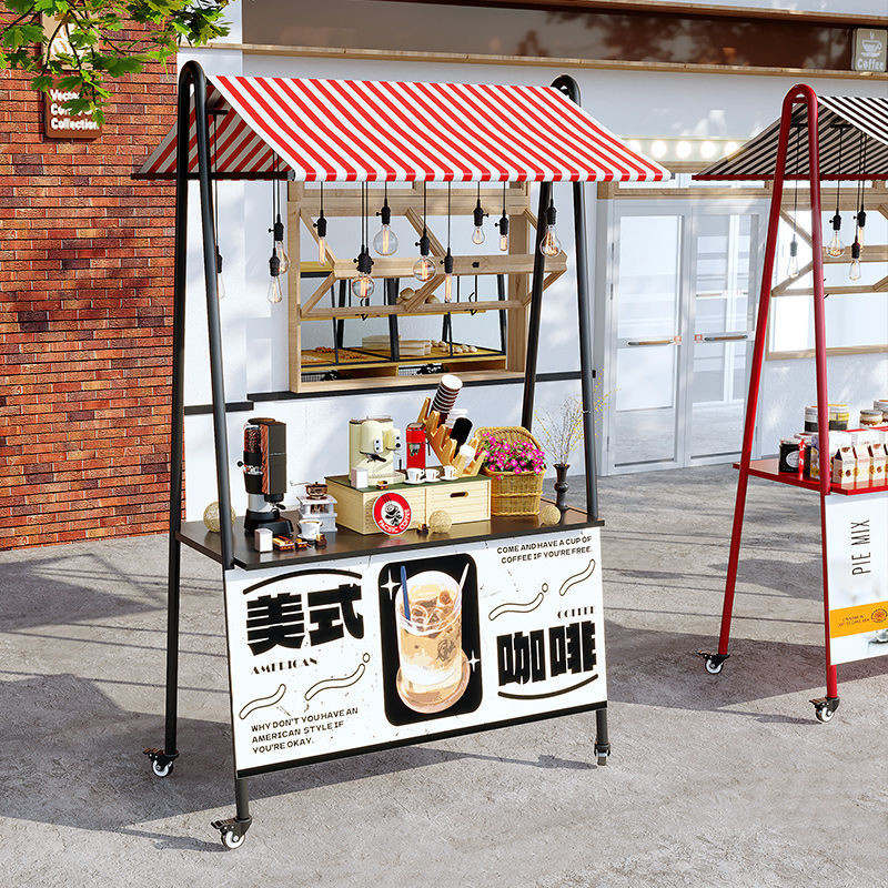 Market Stall Mobile Shelves Outdoor Coffee Milk Tea Shed Stall Display ...