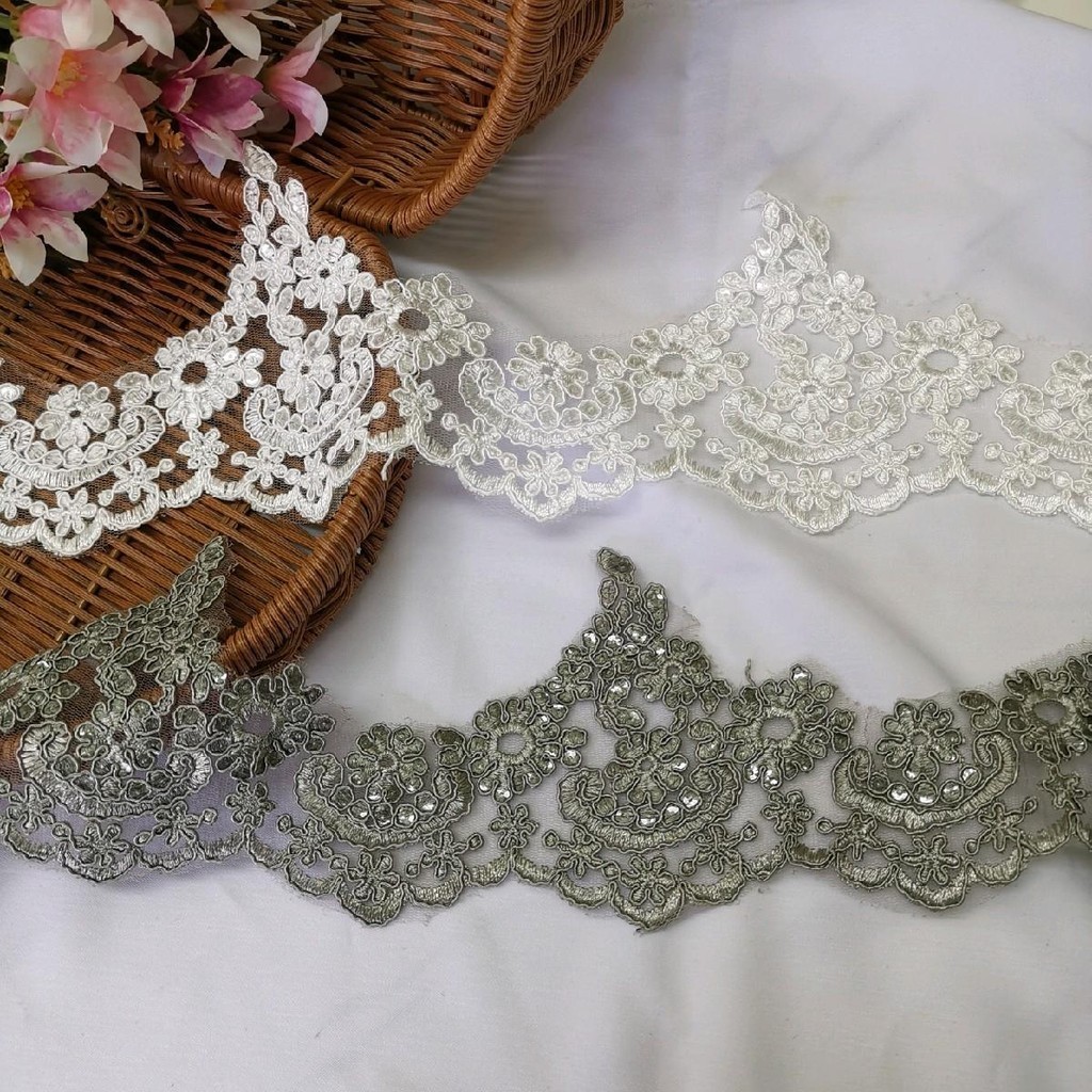 LA23B Border lace fancy budak/border lace sulam/border lace murah ...
