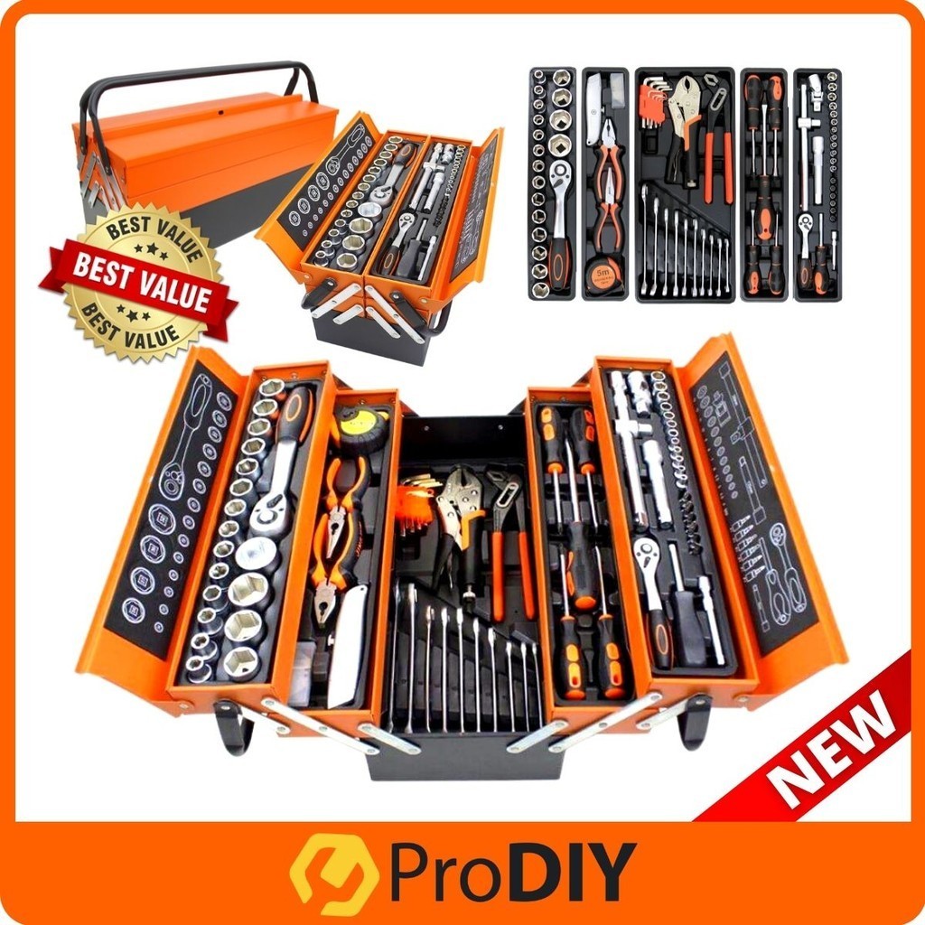 PRODIY 85PCS / 86PCS Metal Tool Box Set Tool Box Heavy Duty Tools Box ...