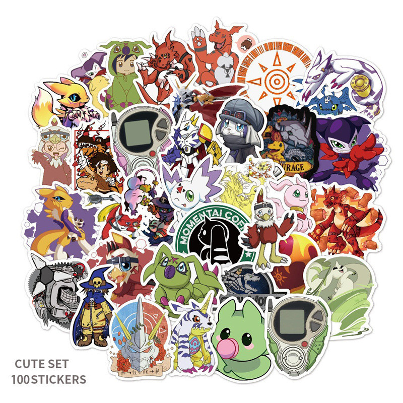 100 Sheets Digimon Japanese Anime Graffiti Stickers Suitcase Suitcase ...