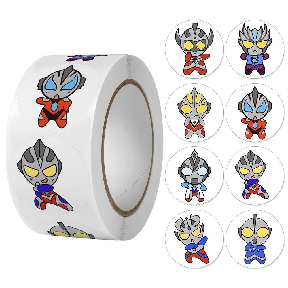 500 Sheets/roll Cartoon Kawaii Ultraman Series Roll Stickers Decorative ...
