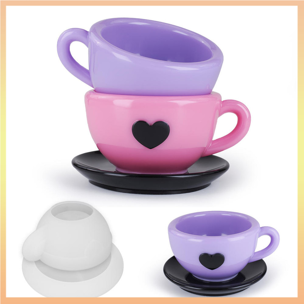 Diy Crystal Drip Glue Plaster Cement Love Tea Cup Set Coffee Cup Saucer ...