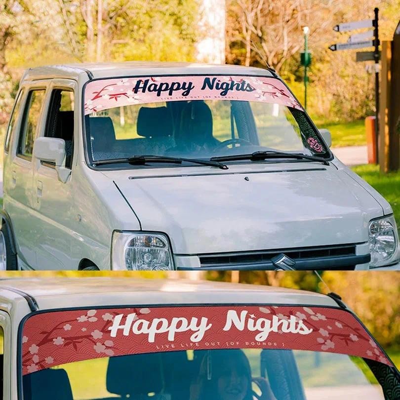 Romantic Car Front Windshield Banner Happy Nights Sticker Cherry ...