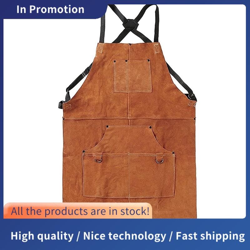 Leather Work Shop Apron with 6 Tool Pockets Heat&Flame Resistant Heavy ...