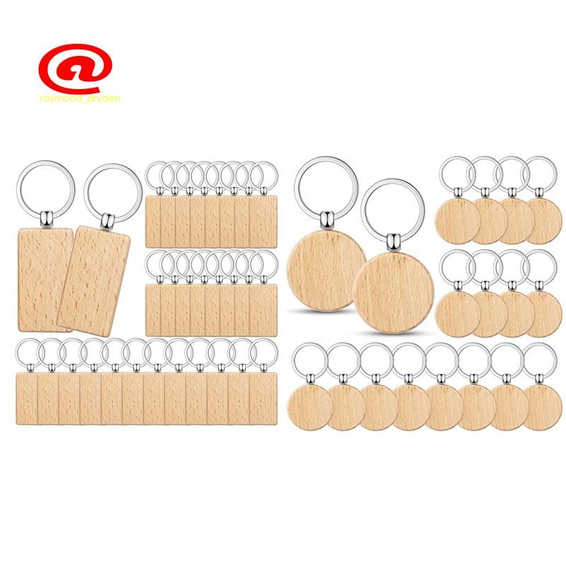 50 Pieces Blank Wooden Key Tag Key Engraving Blanks Unfinished Wood ...