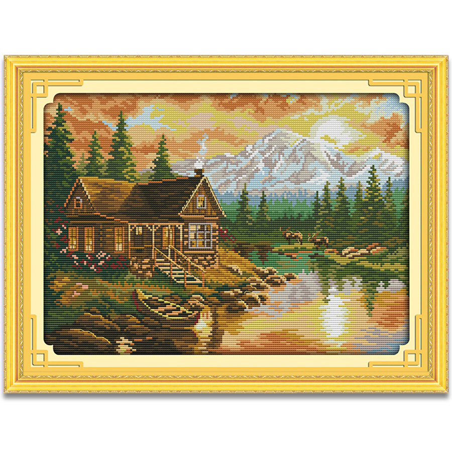 Cross Stitch Set, Beautiful Countryside, Sunset, Scenery, 14/11CT, Full ...