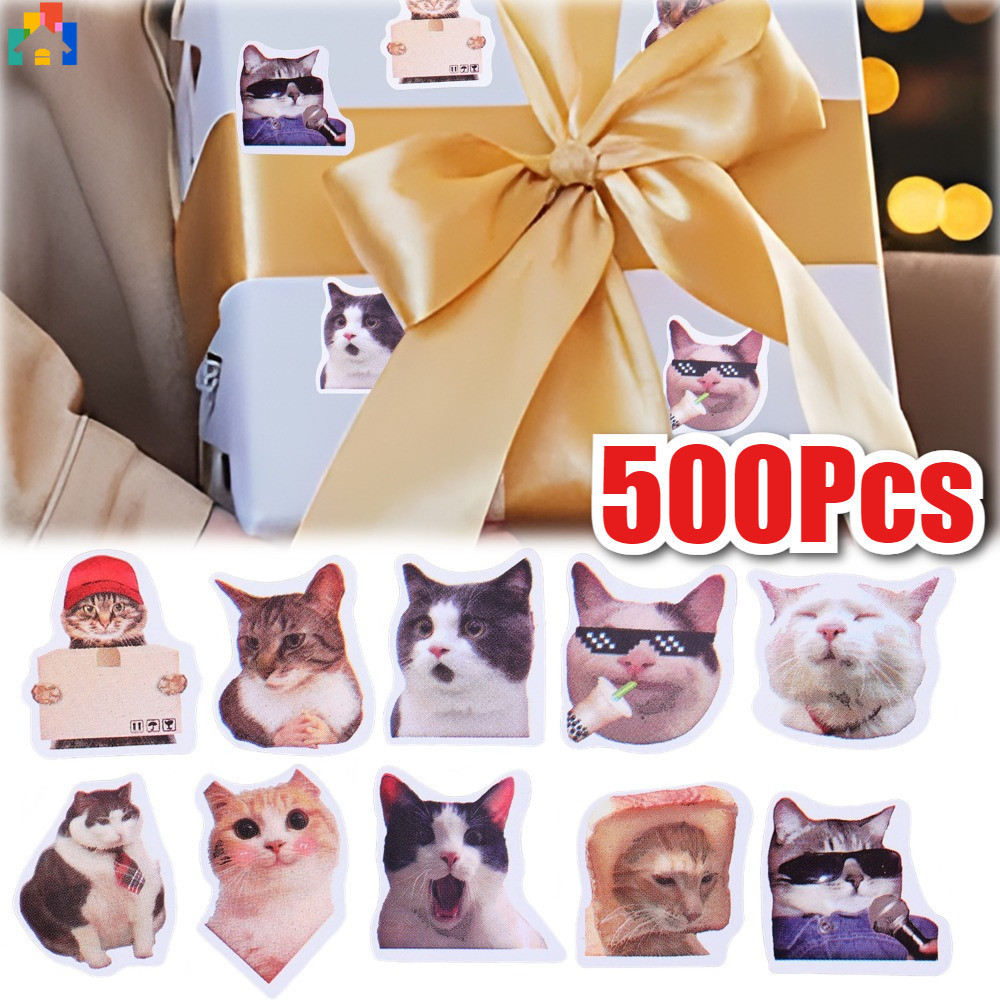 500Pcs/Roll Cartoon Meme Cat Stickers School Reward Stationery Funny ...