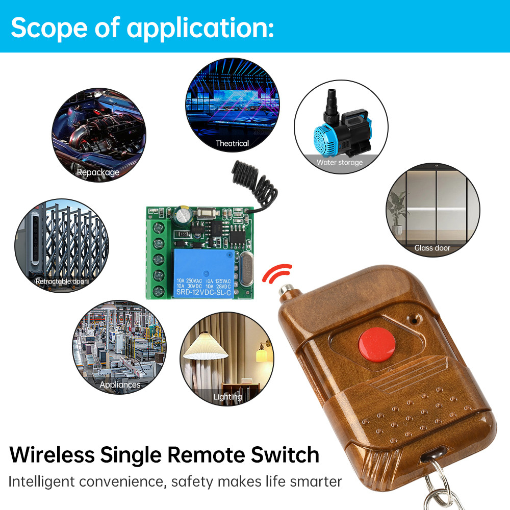 DIYMORE DC 12V Wireless Single Channel Remote Control Switch ...