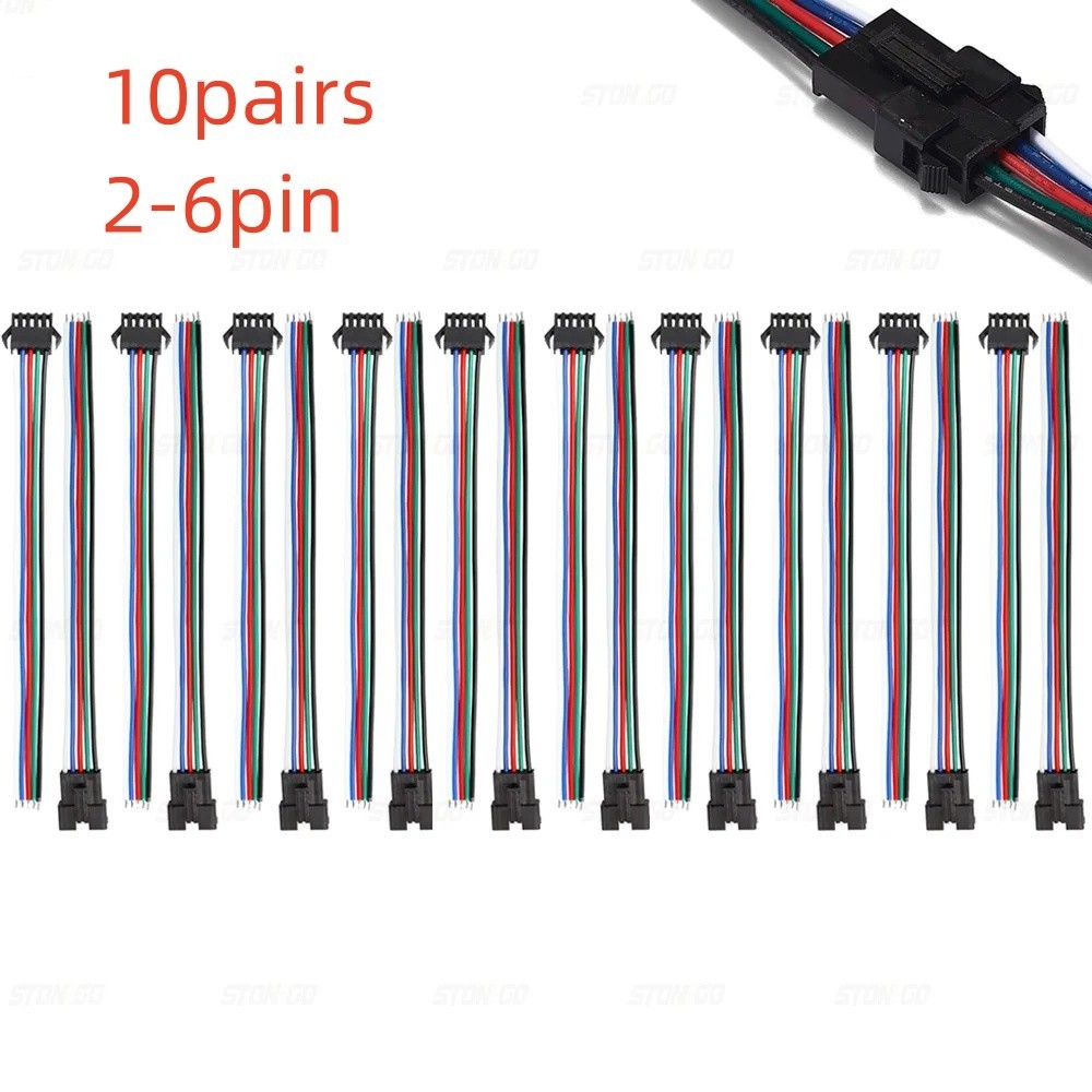 10 Pairs 2pin Single Color 3pin Ws2811 Ws2812 4pin Rgb 5pin Rgbw 6pin LED Extension Connector ...