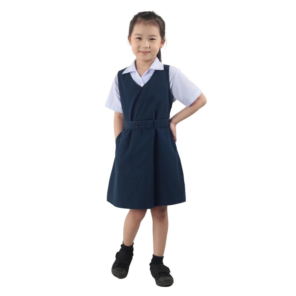 Pinafore Biru Gelap Sekolah Rendah (PINAFORE SAHAJA) | Shopee Malaysia