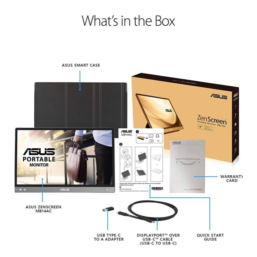 ASUS ZENSCREEN PORTABLE MONITOR MB14AC/ MB166C 14" 15.6''/1920X1080/5MS ...